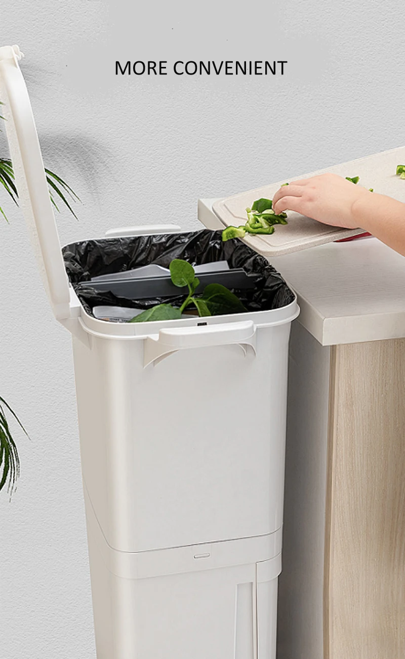 Plastic Indoor Home Kitchen Recycling Bin - 3 Compartments