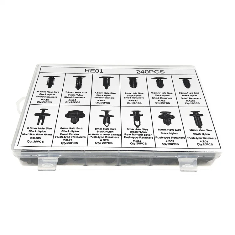 240pcs/set Universal Car Auto Body Plastic Push Pin Rivet Fasteners ...