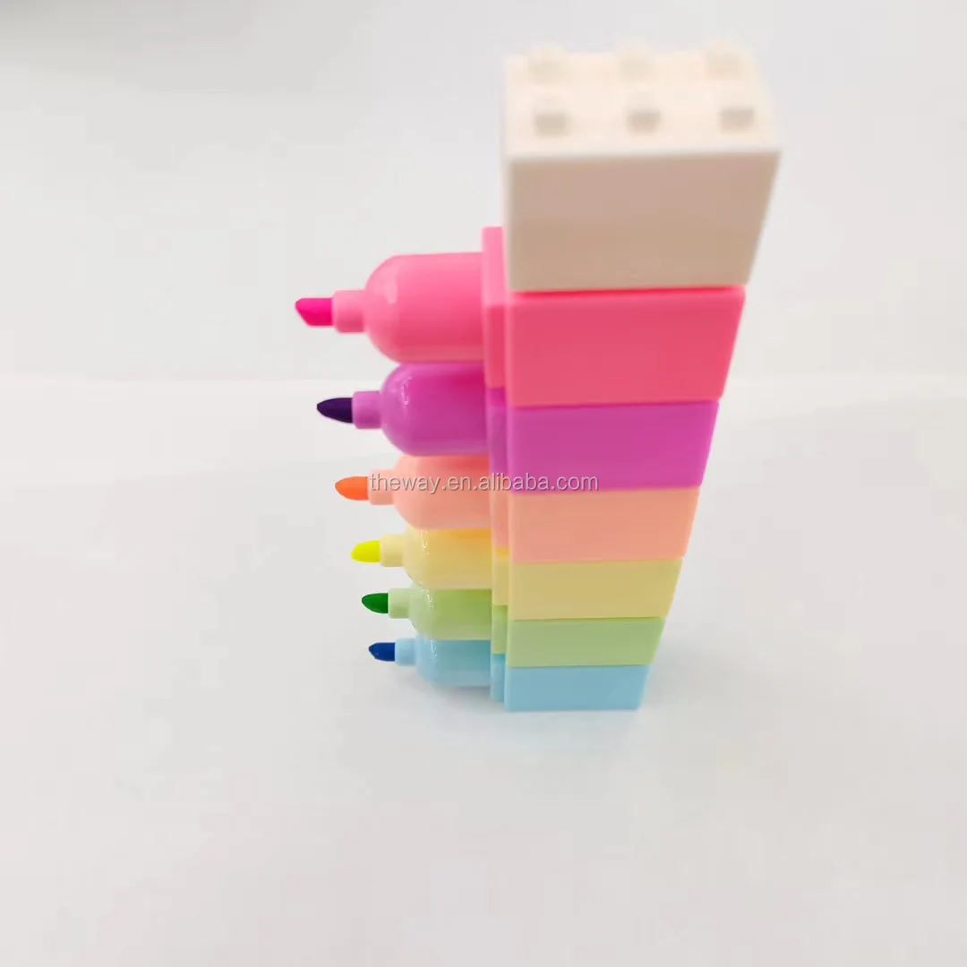 Stacking Highlighter Mini Block Stackable Highlighters 6 in 1