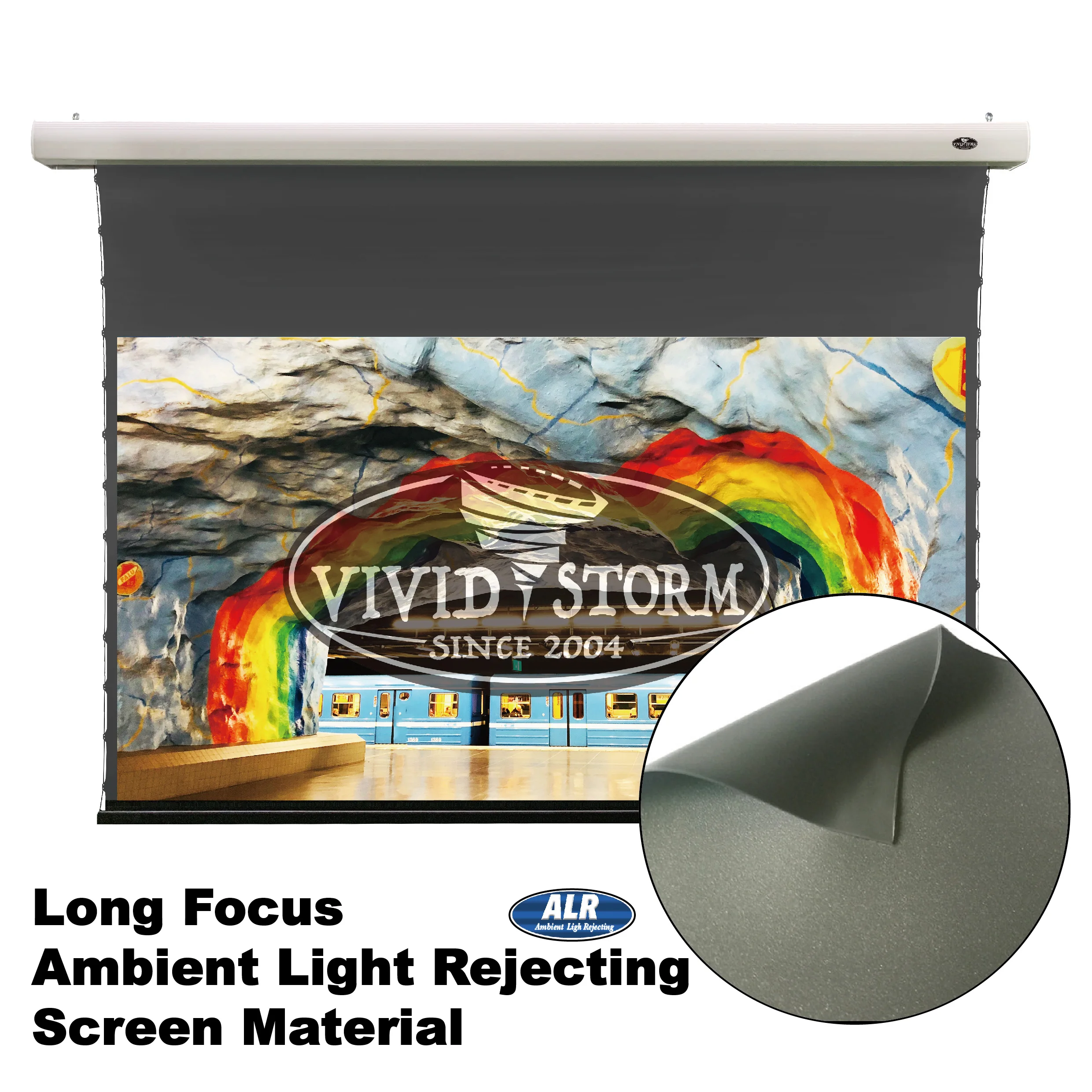 Vividstorm Slimline Electric Tab-tensioned Drop Down Screen,120-inch 16 ...