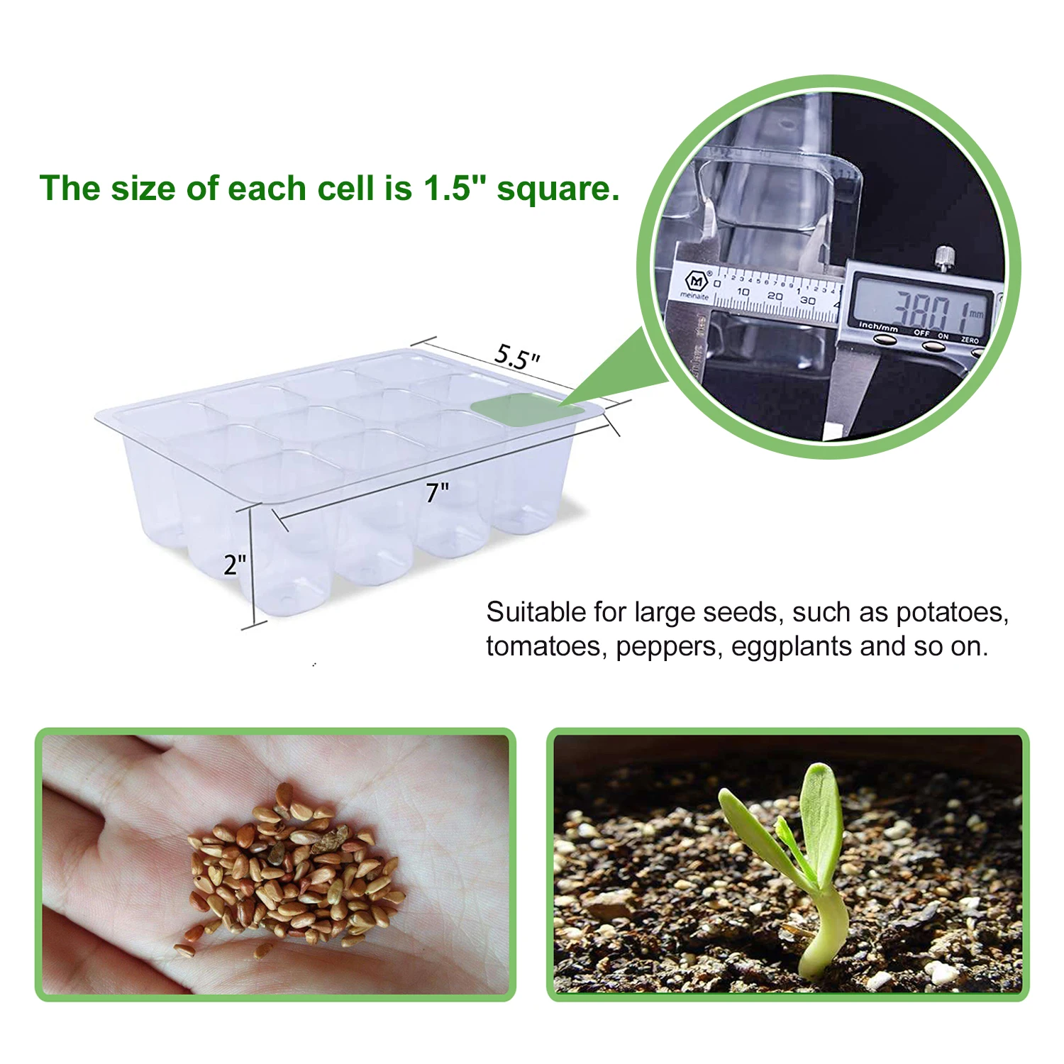 12 Cells Plastic Seed Tray Germination Vegetable Nursery Plant ...
