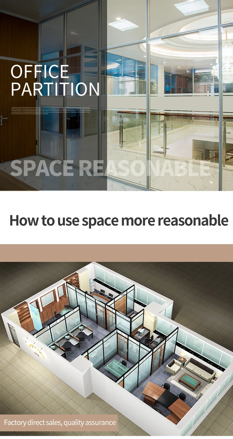 Aluminium Soundproof Frameless Glass Partition Curved Office Glass Full ...