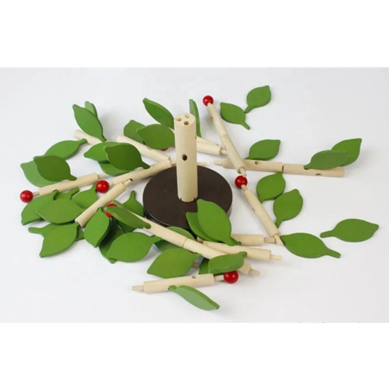 Wood Building Blocks Tree Set Assembled Green Leaves Building ...