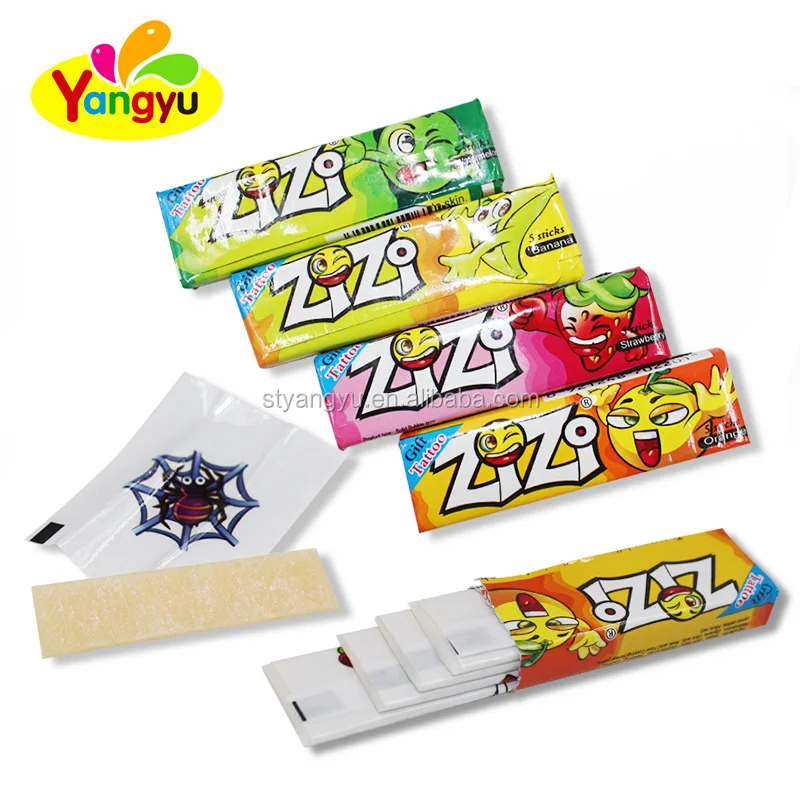 Zizi Chewing Gum with Tattoo - Fruity Multi-Colored Bubble Gum in Bag ...