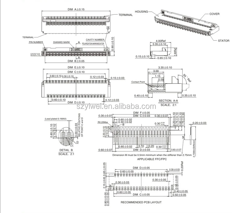 Low Profile FPC Connector - 39 Pin, 0.3mm Pitch
