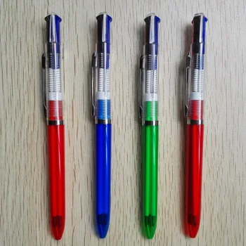 Clear Transparent Multicolor 3 Color Ball Point Pen With Custom Logo ...