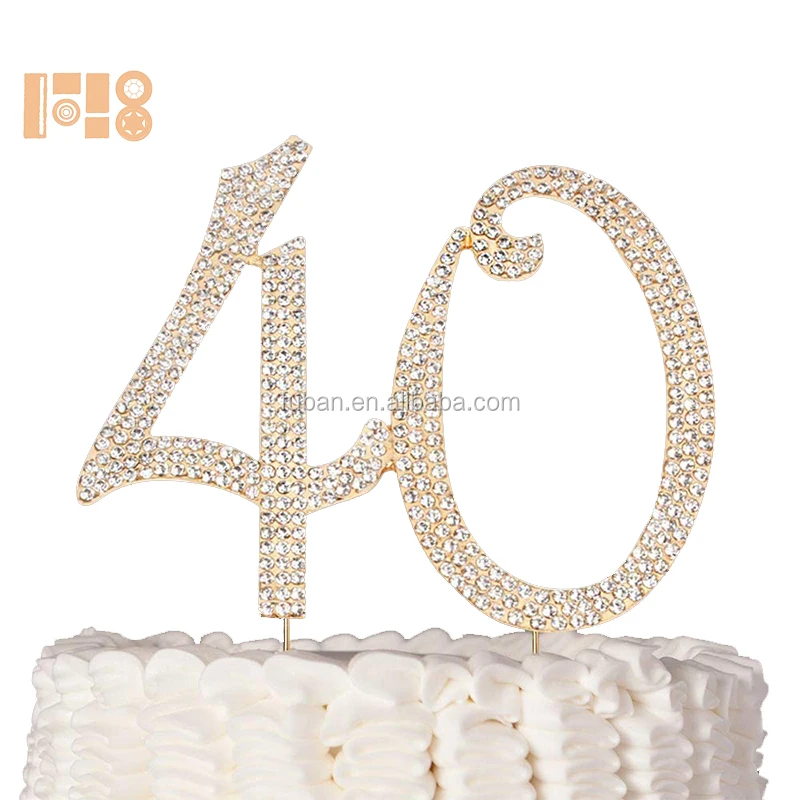 Cake Topper Number 40 Rhinestone Cake Topper For 40th Birthday Party ...