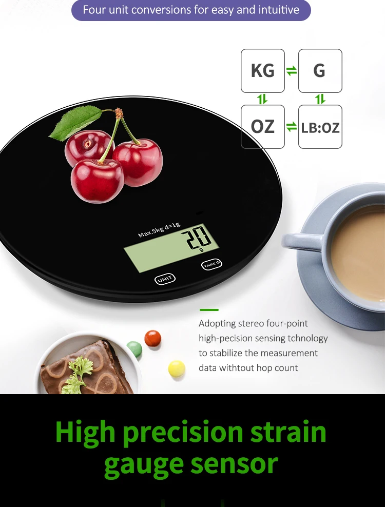 Round Precision Calorie Counting Electronic Digital Kitchen Food Scale ...