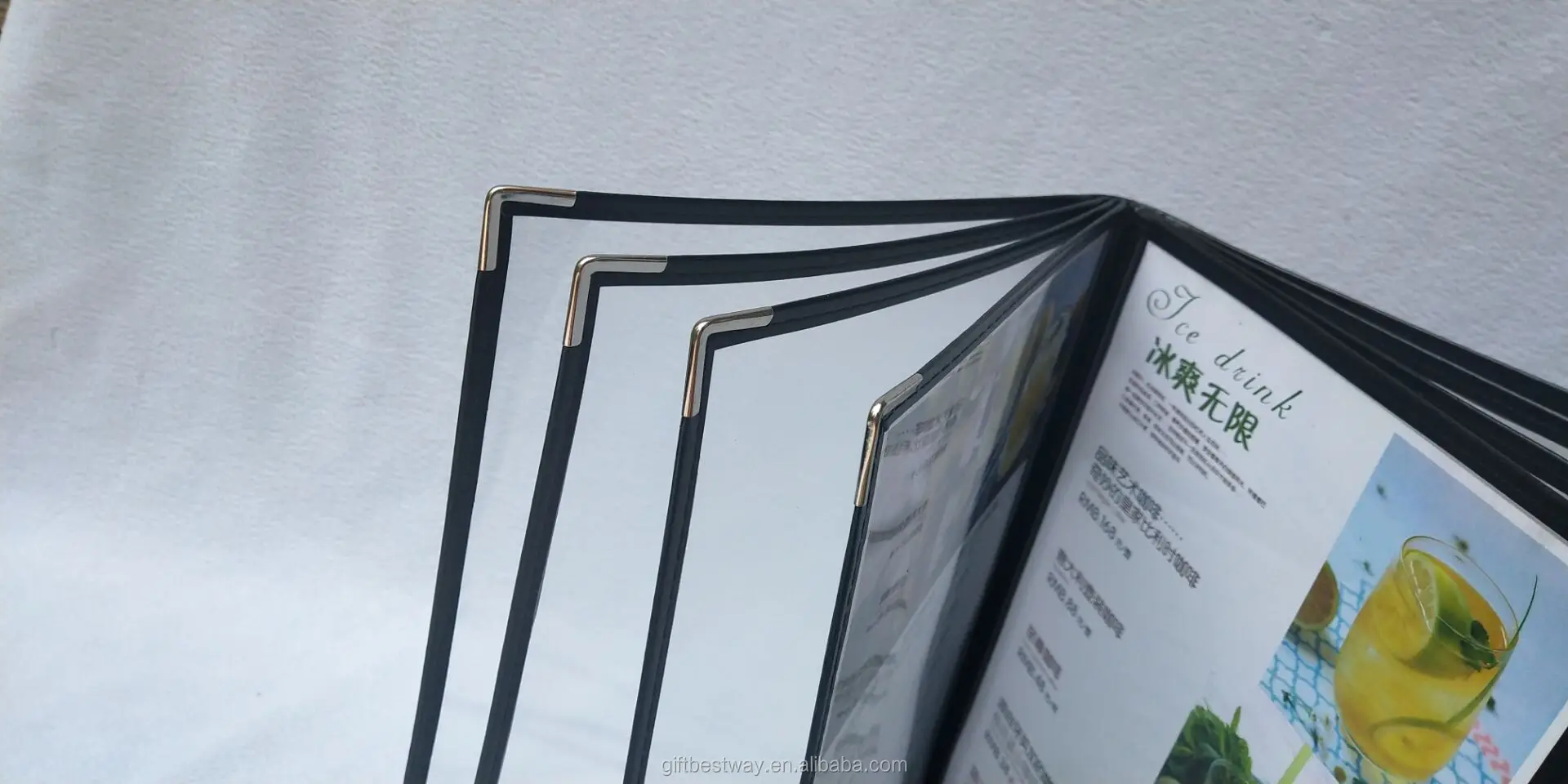 8 Pages A4 PVC Menu Holder - Durable Plastic Menu Covers
