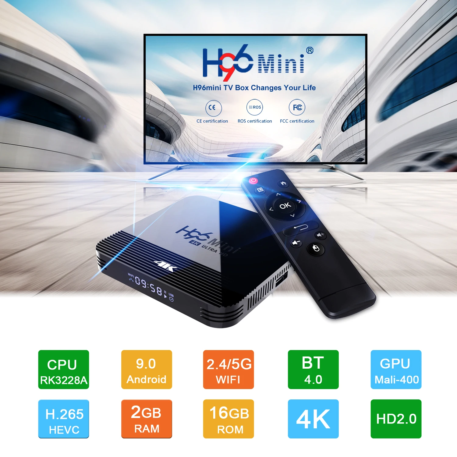 Factory H96 Mini H8 2gb Ram 16gb Rom Rk3228a Firmware Android 9.0 Ott ...