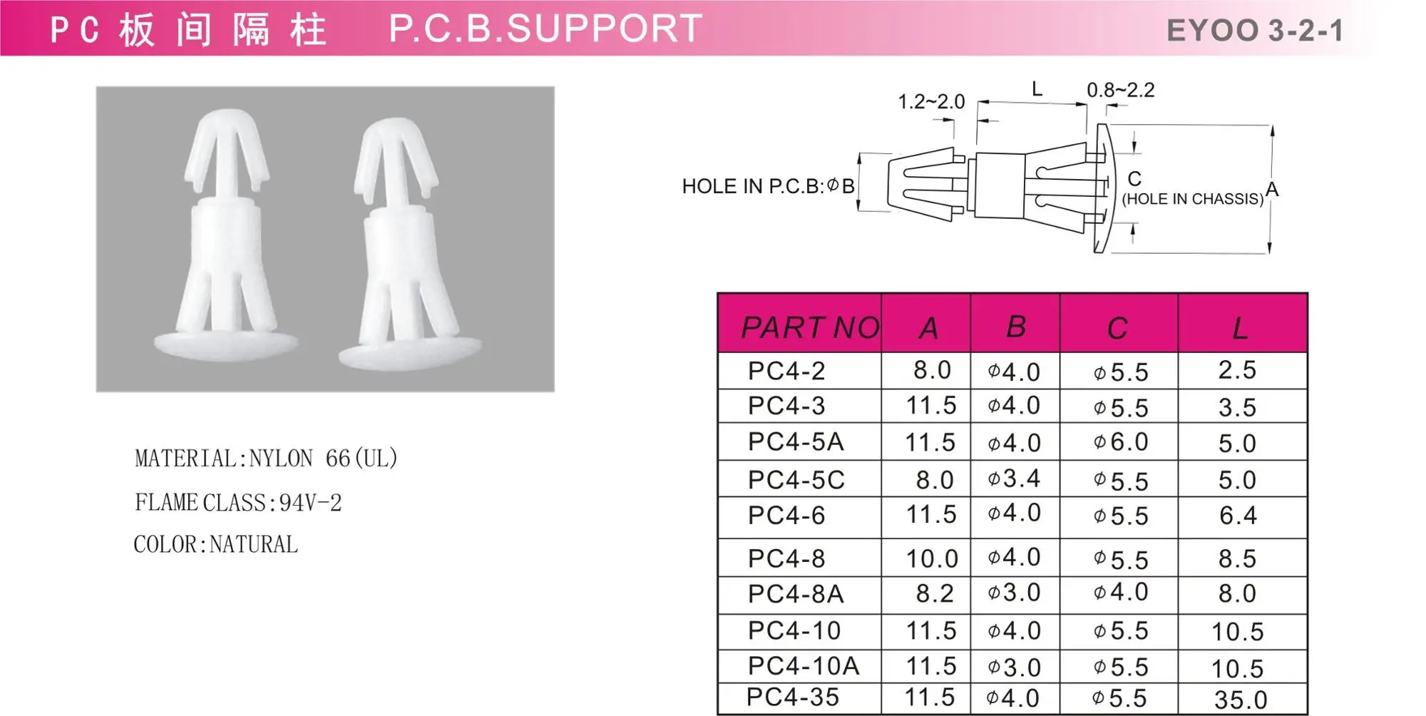 3MM 4mm Hole Nylon Plastic PCB Support Spacers - Insulating Standoffs