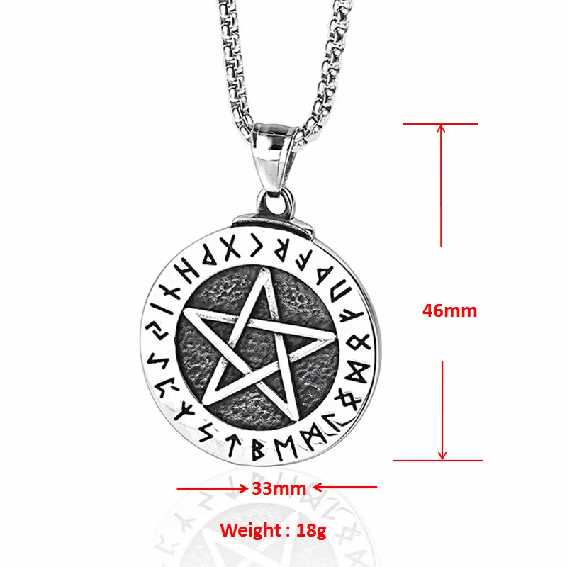 Ready Stock Stainless Steel Men's Vintage Pentagram Pendant Necklace ...