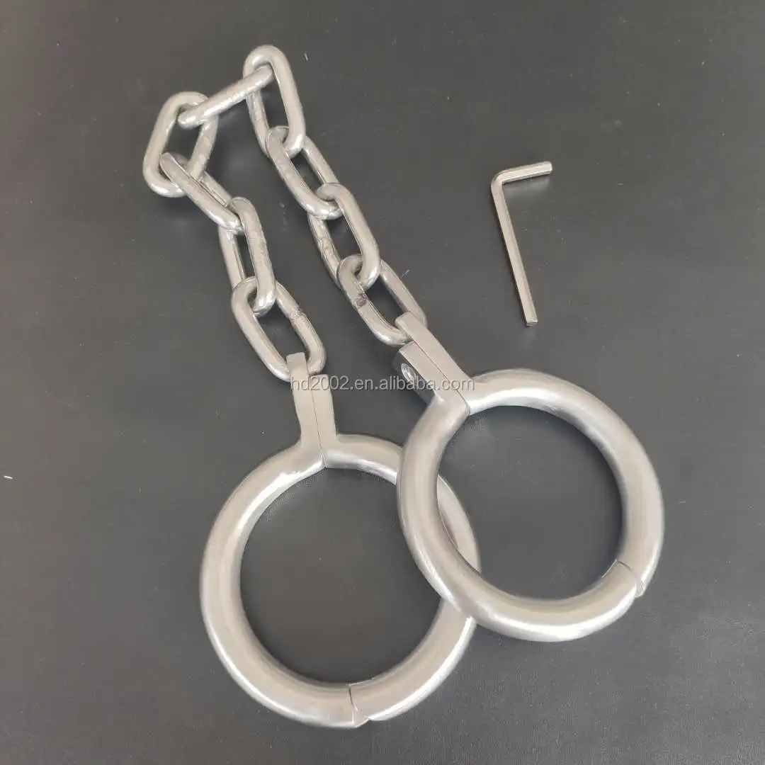 Stainless Steel Long Chain Leg Irons - BDSM Restraints