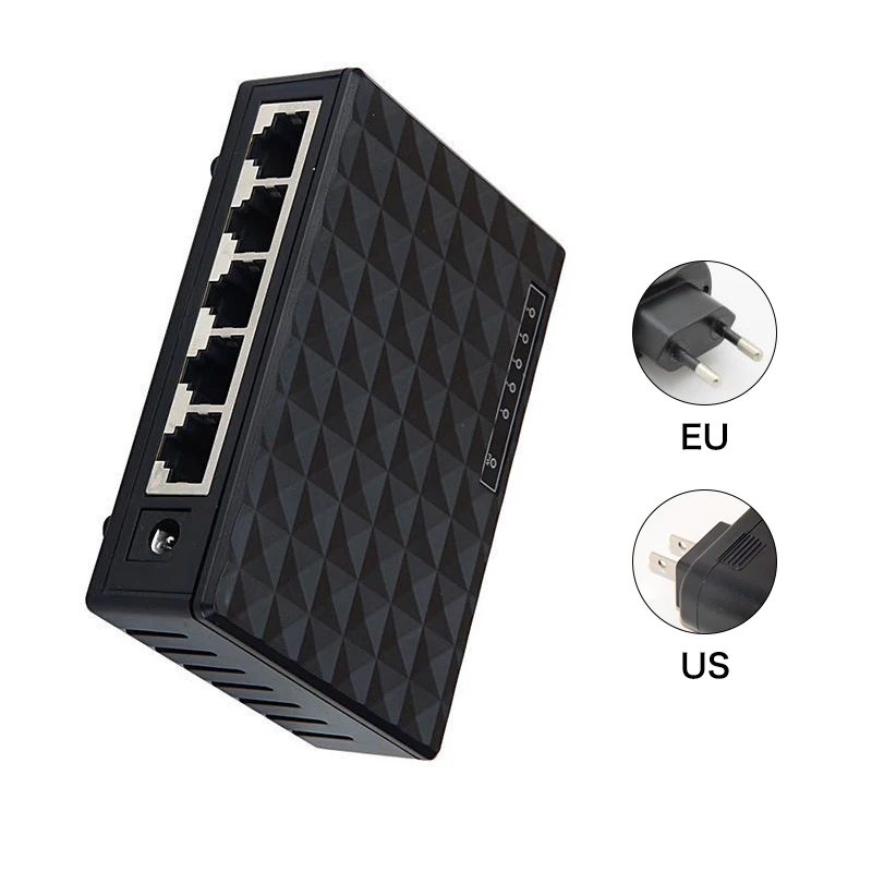 Rj45 5-Port Fast Ethernet Switch Hub For Desktop Pc Black Ethernet ...