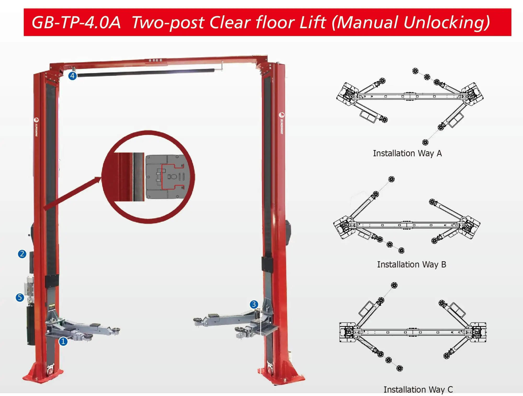 Manual Release Machine to Align Car 2 Post Car Lift Double Cylinder ...