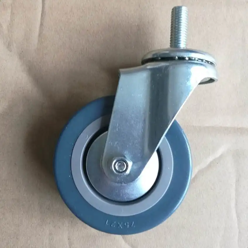 Zr M10 M12 Thread Stem Casters 50 65 75 100 125mm Grey Rubber Pvc Screw ...