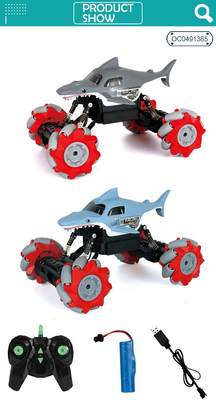 7 Channels Drift Stunt Shark Monster Truck RC Car Remote for Kids