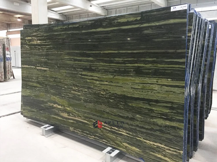 Shop Lastre Marmo Irish Green Marble Bamboo Slab Verde