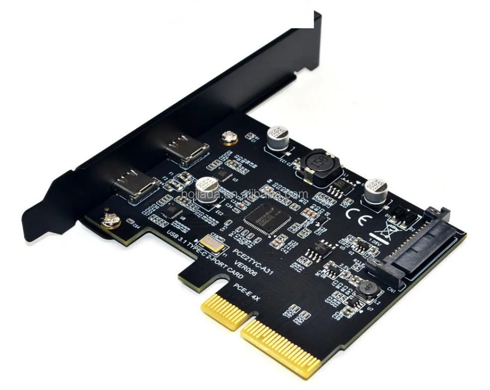 PCI-E 3.0 4X to 2 * 10gbps USB 3.1 Type-C Connector Converter