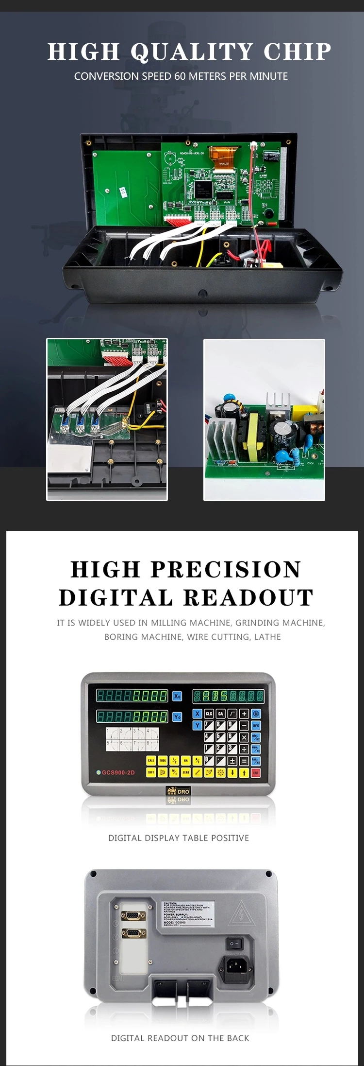 High Precision 2 Axis DRO Kit with Linear Rail Support