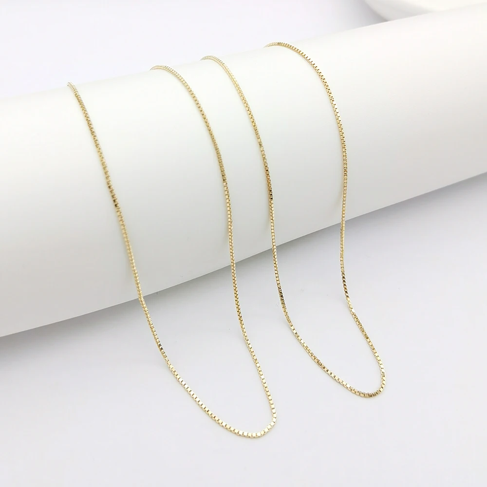 Trendy 14K Solid Gold Box Chain Gold Box Chain Necklaces Women Jewelry ...