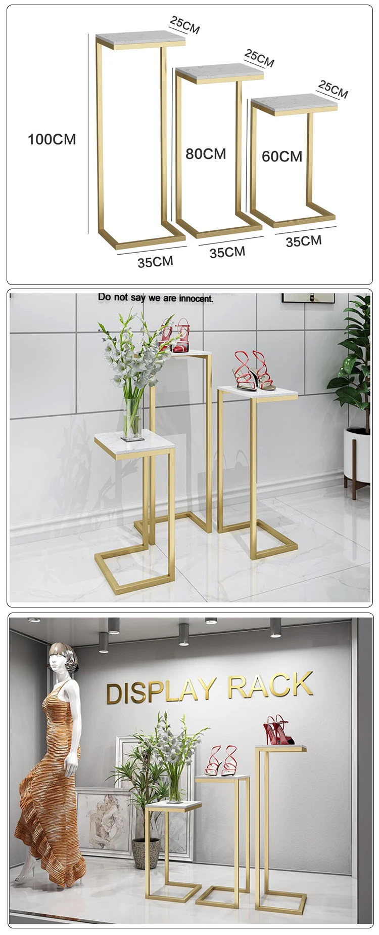 Retail Stainless Steel Frame Gold Nesting Tables Display For Garment ...