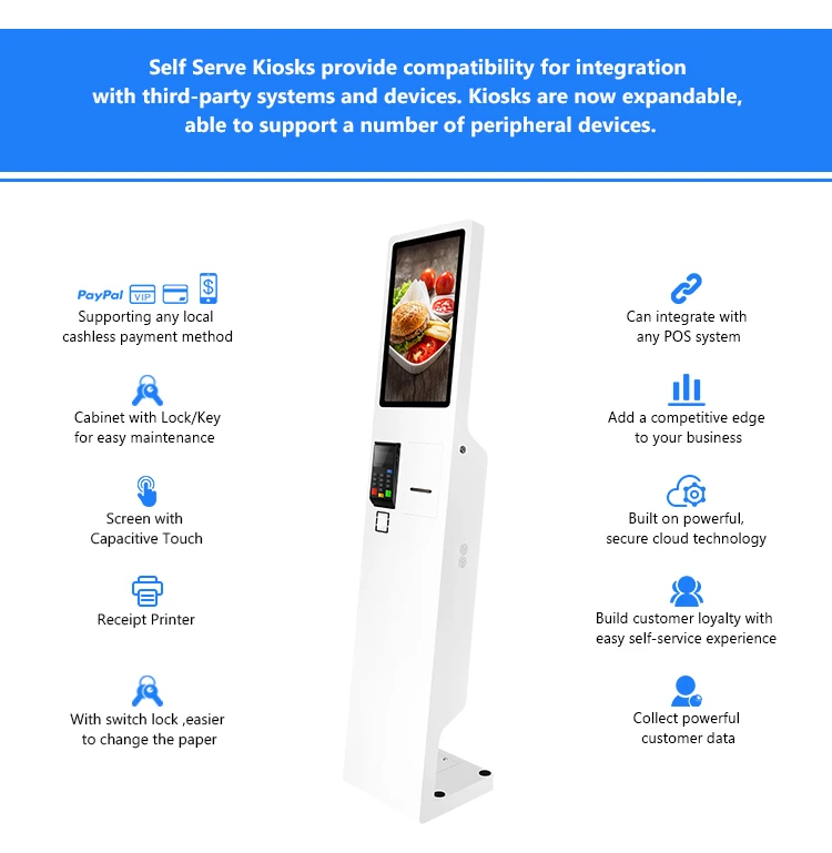 Self Order Pos Solutions 21.5 Inch Capacitive Touch Pay Self-service ...