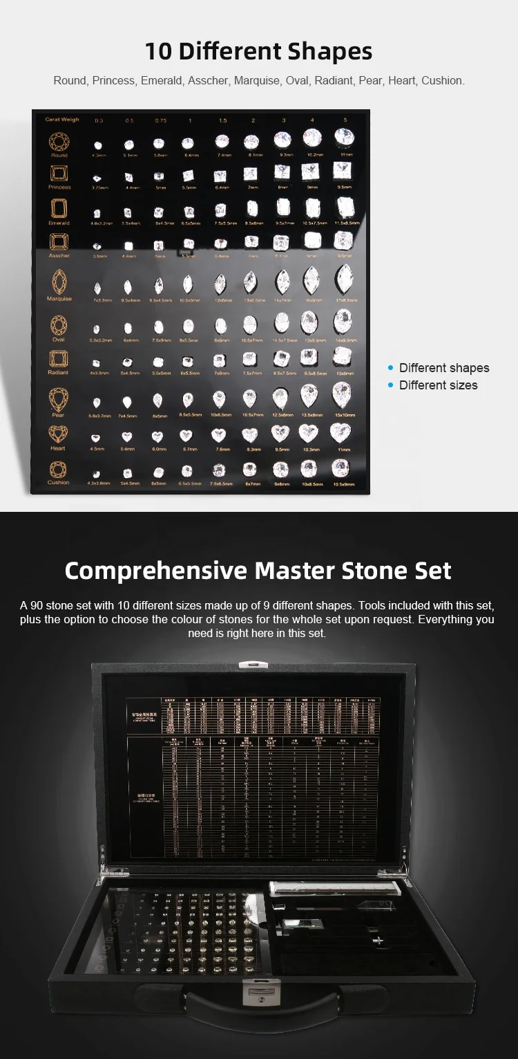 Diamond Master Set - Different Sizes & Shapes of Stones