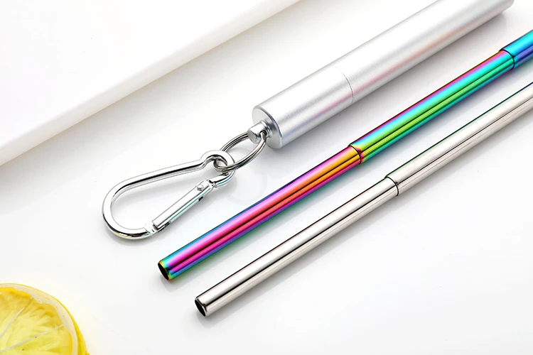 Portable Reusable Foldable Metal Straw Retractable Collapsible ...