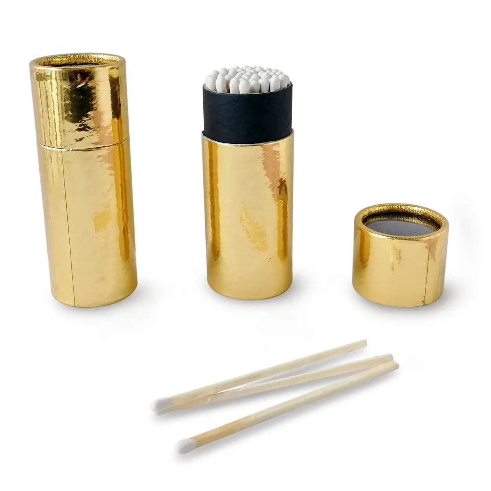 High-end Gold Round Cylinder Wooden Safety Match Matchbox In Bulk - Buy ...