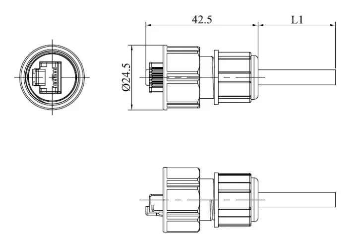 Jnicon M19 Ethernet Front Panel Mount Waterproof RJ45 Connector IP67 IP68