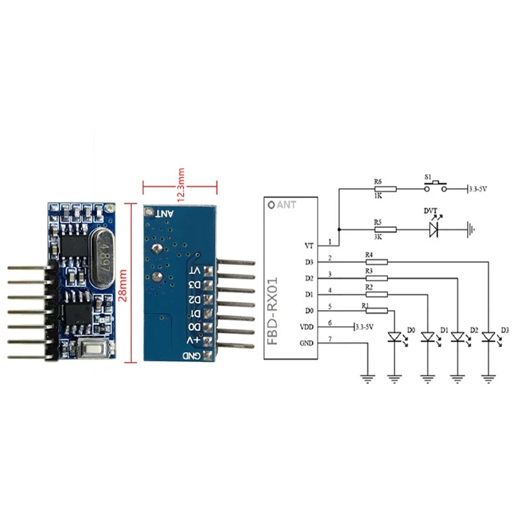 433 Mhz RF Receiver Module - Universal Remote Control