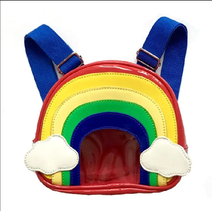 Kindergarten Small School Girls Cute Mini Transparent Leather Rainbow ...