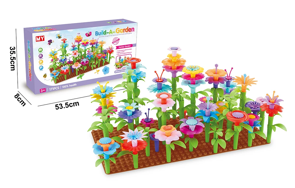 171pcs Bouquet Floral Arrangement Play Set Diy Flower Garden Building ...