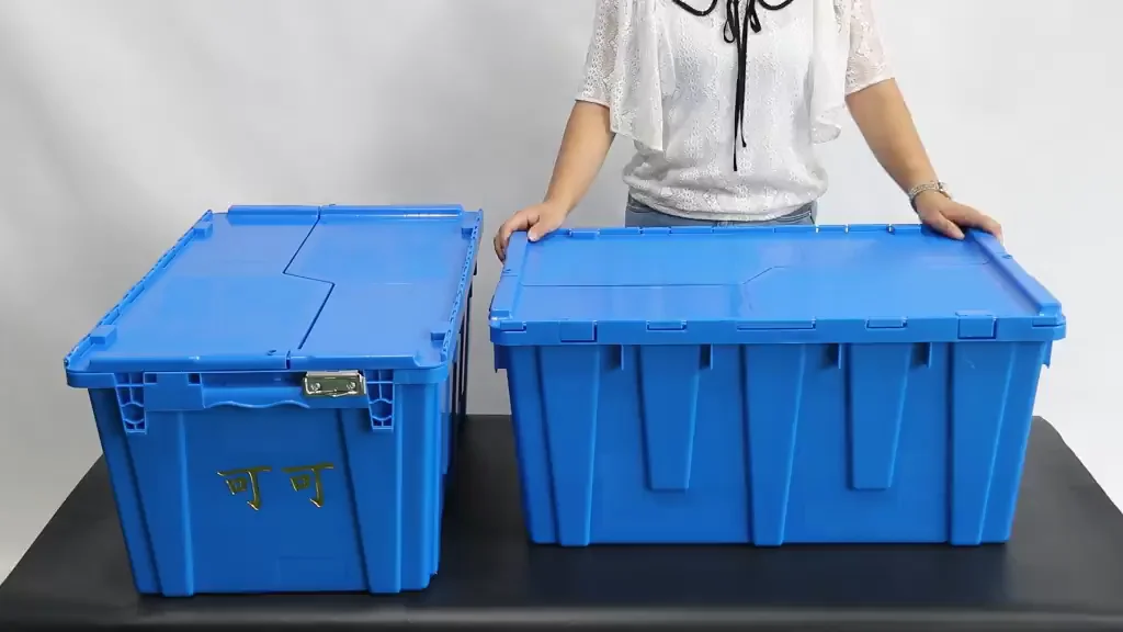 Industrial Customized Attached Lid Tote Hanging Lid Plastic Storage ...