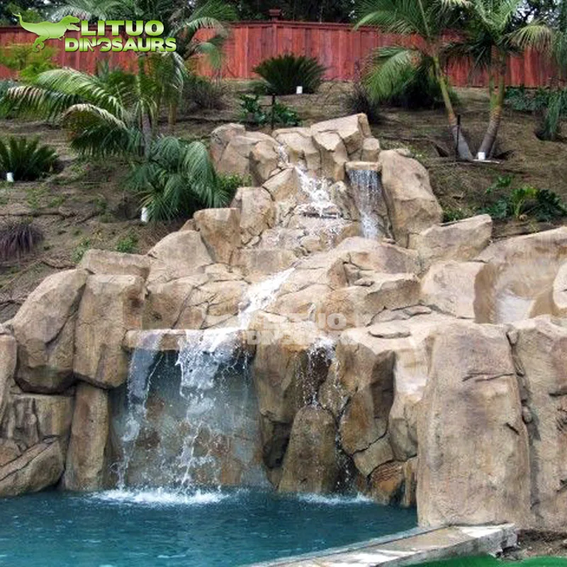 Customized Outdoor Fiberglass Artificial Waterfalls