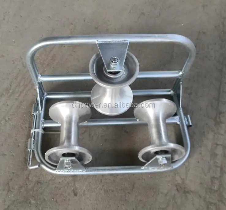 Ground Triple Nylon Sheaves Corner Cable Roller , Cable Laying Roller ...