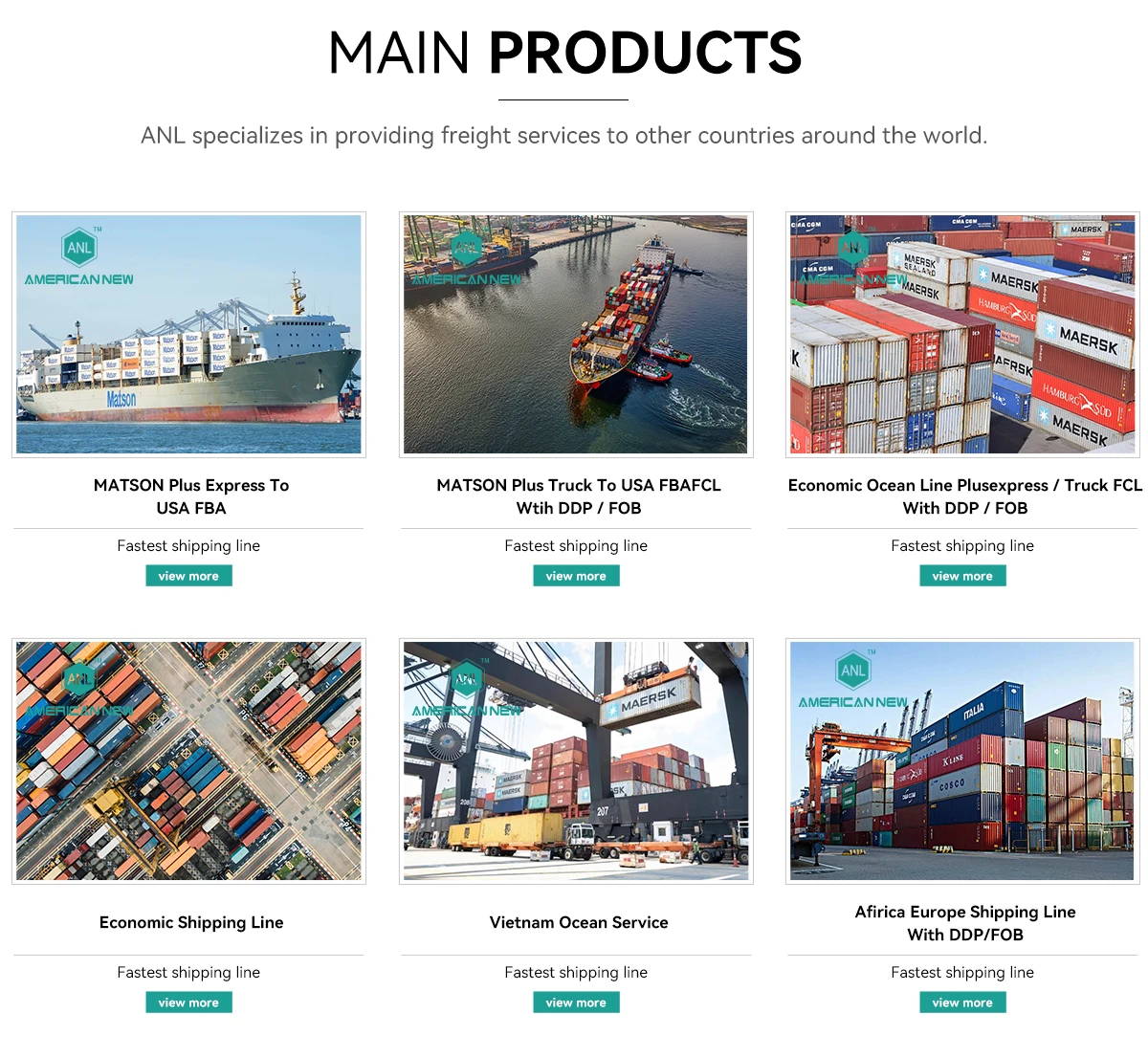 AMERICAN NEW LOGISTICS SERVICE COMPANY LIMITED - shipping, Ocean shipping