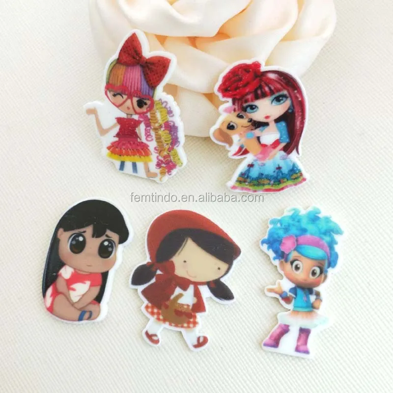 34*22mm Resin Flatback Cartoon Resin Cabochon Kawaii Girl Resin Planar ...