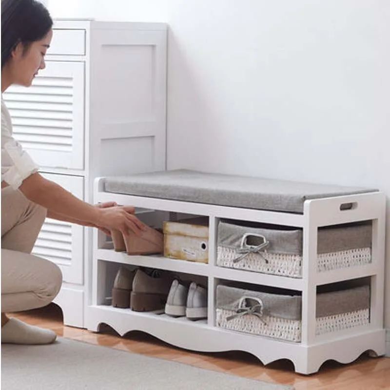 Modern Shoe Rack Bench With Basket Drawers Wooden Shoe Cabinet - Buy ...