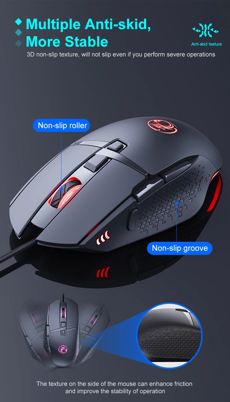 IMICE T91 Wired Gaming Mouse - 7200DPI, Ergonomic, and LED