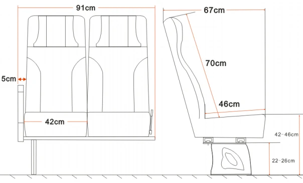 42cm Width Fabric Bus Passenger Seat For Hiace Commuter - Buy Fabric ...
