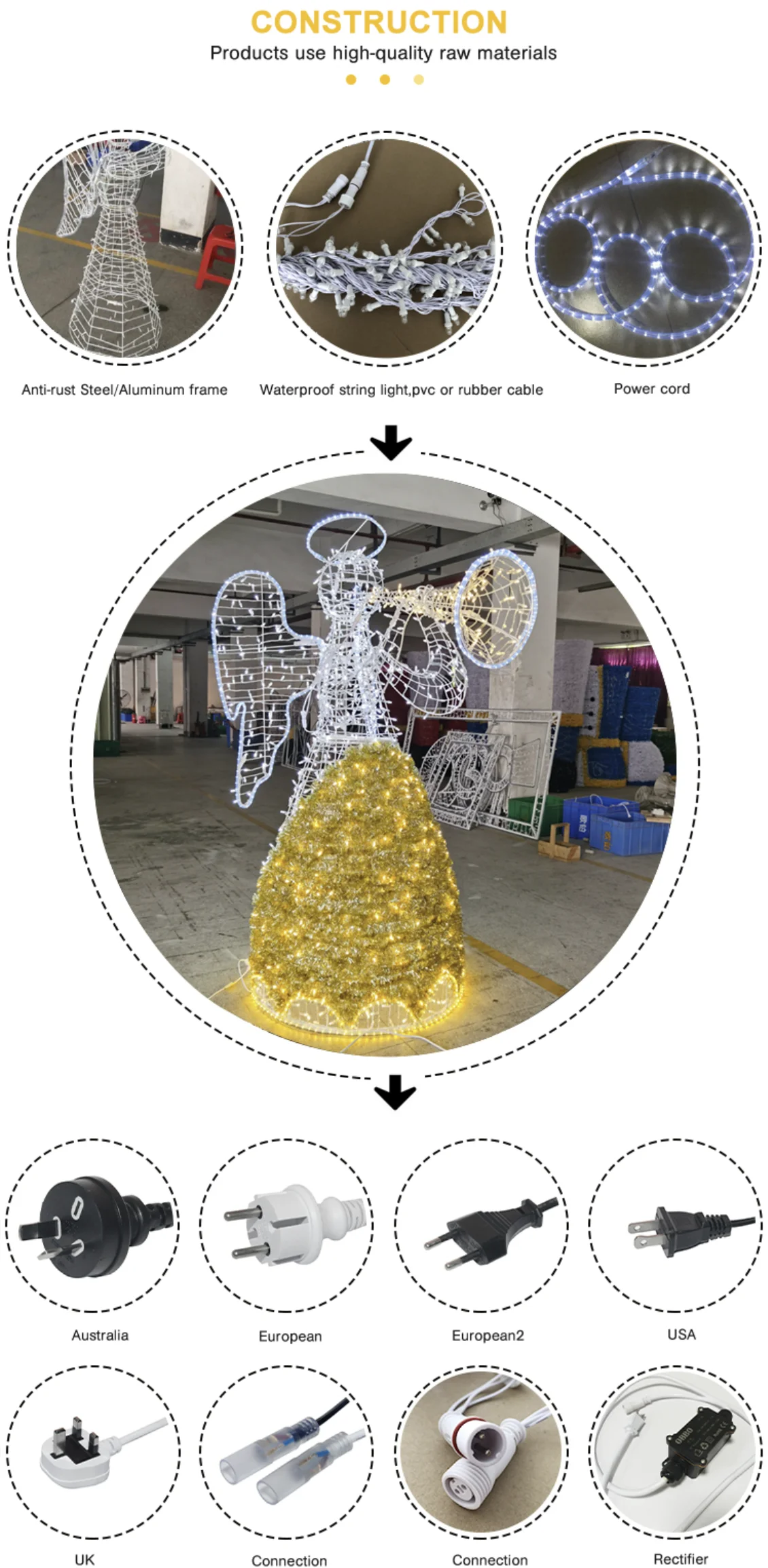 Outdoor Lighted Christmas Angels 3d Motif Angel With Harp - Buy Outdoor ...