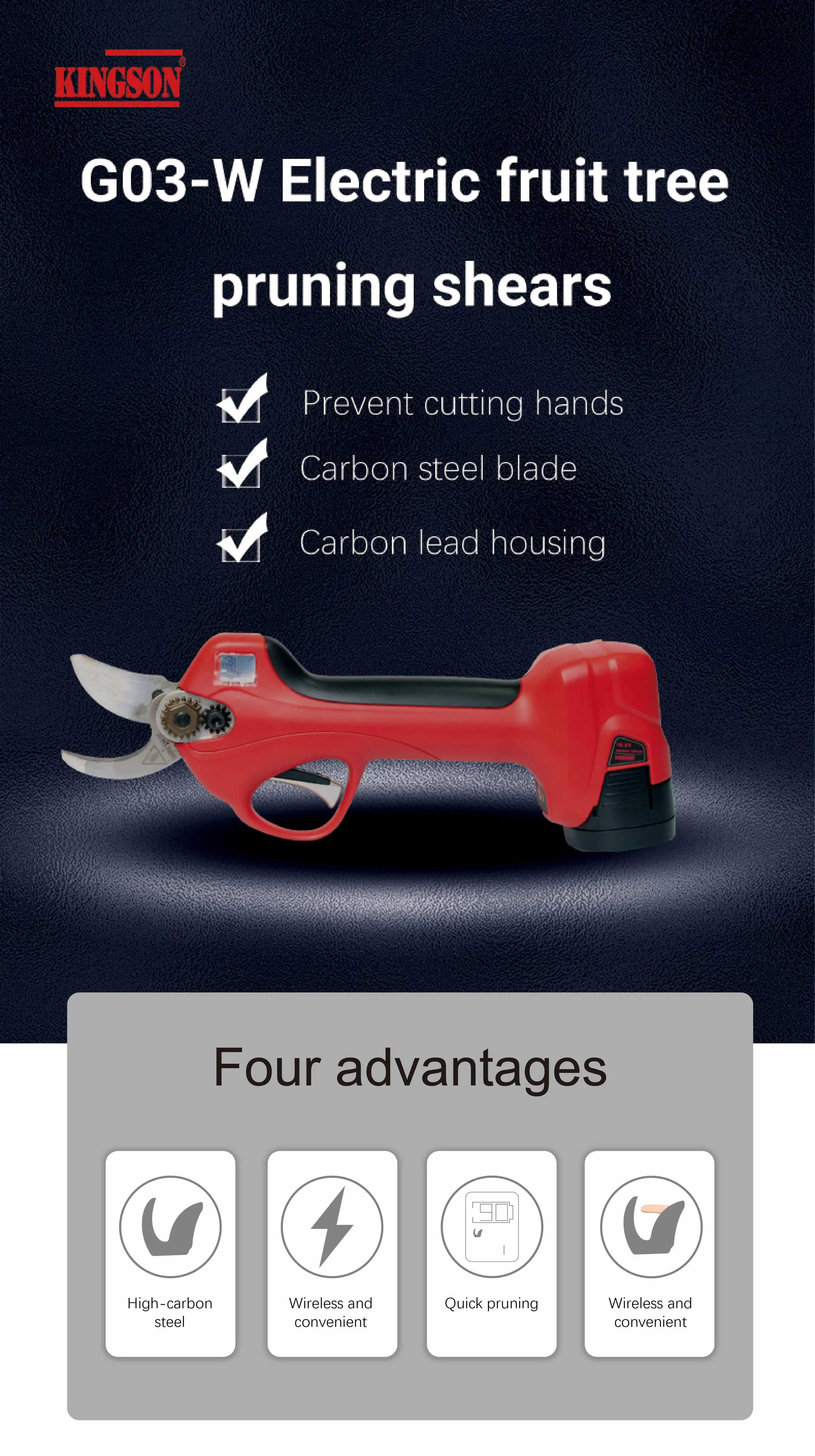 Kingson Safety Electric Pruner Shear - Efficient Pruning