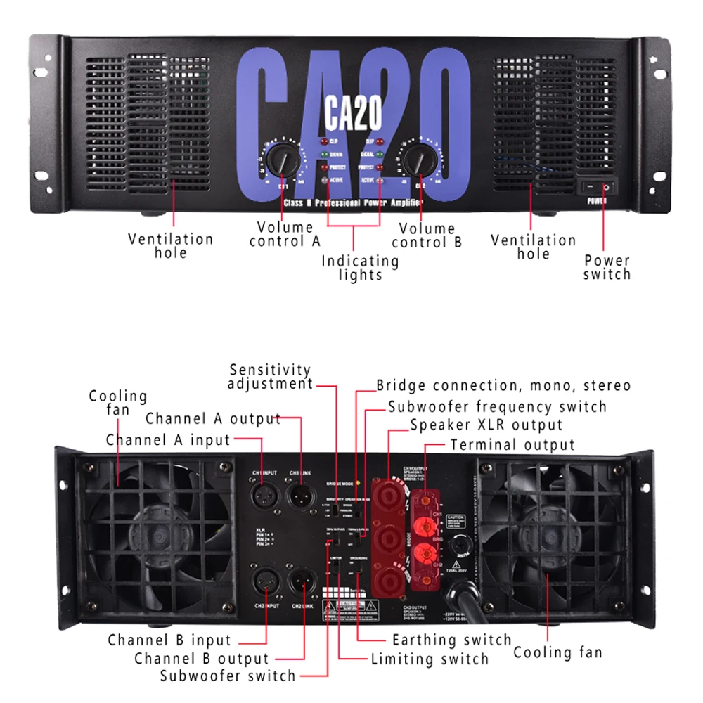 GAP-CA2 Professional 275/400 Watt 2 Channel Amplifier