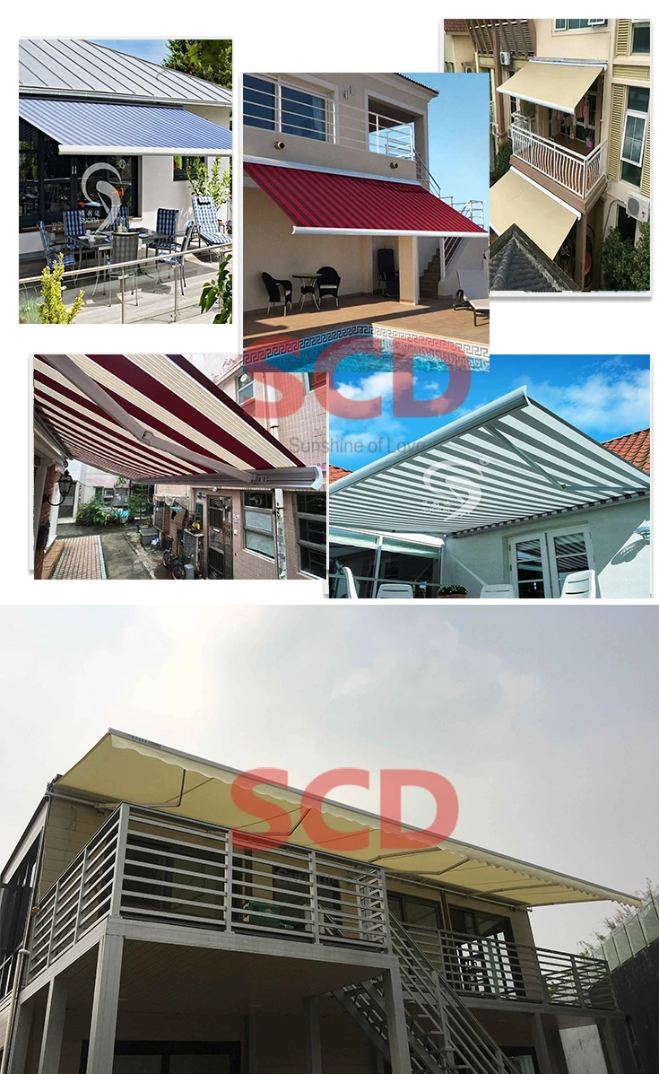 Electric Awning Remote Controlled Retractable Garden Patio Sun Shade ...