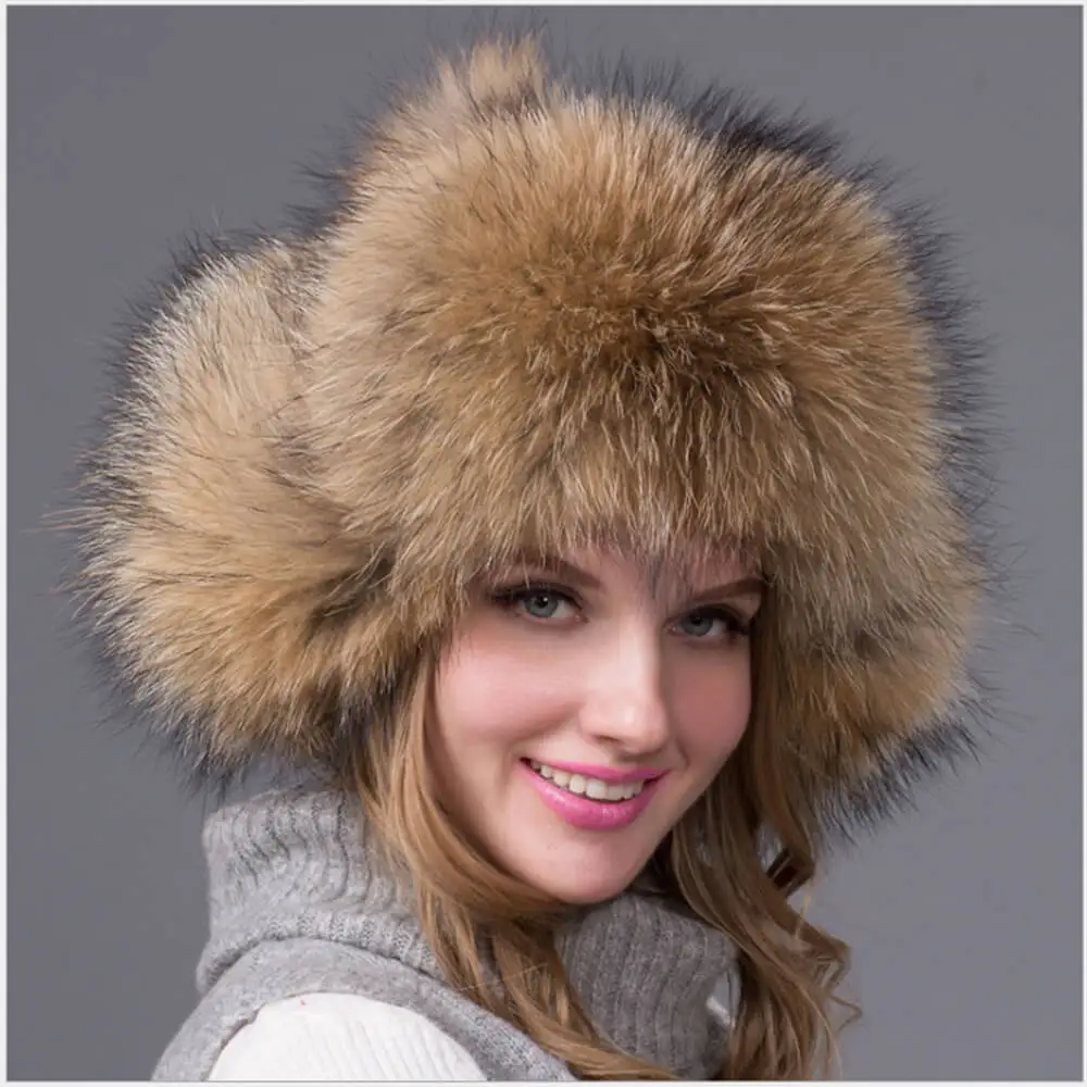 Custom Authentic Ushanka Raccoon Fur Pom Pom Hat