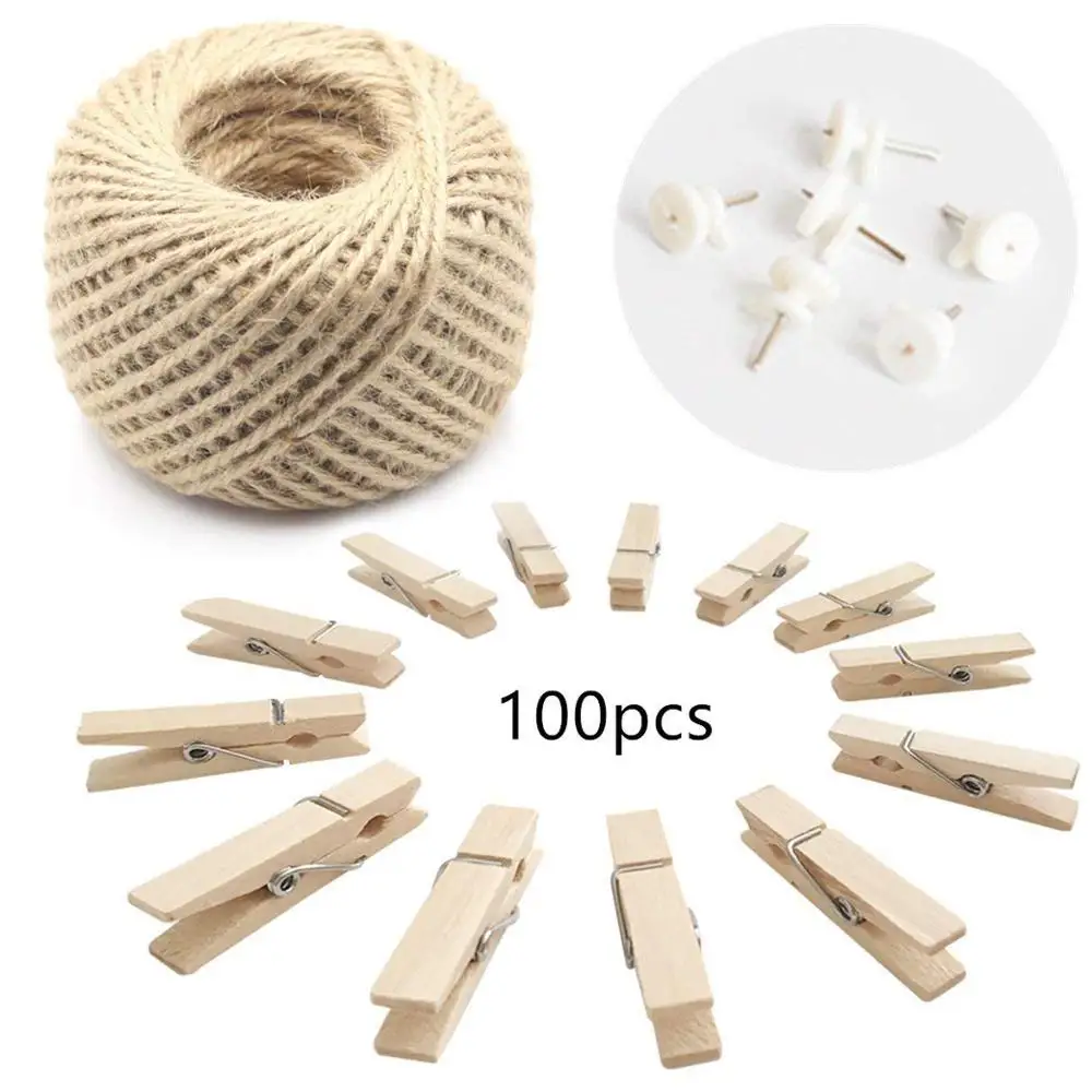 Photo Hanging Display String And Pegs Diy Picture Frames Collage Set ...