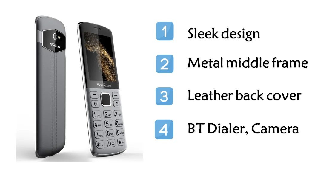 Wholesale 2.4 Inch GSM Slim Keypad Mobile Phone Unlocked Metal Body