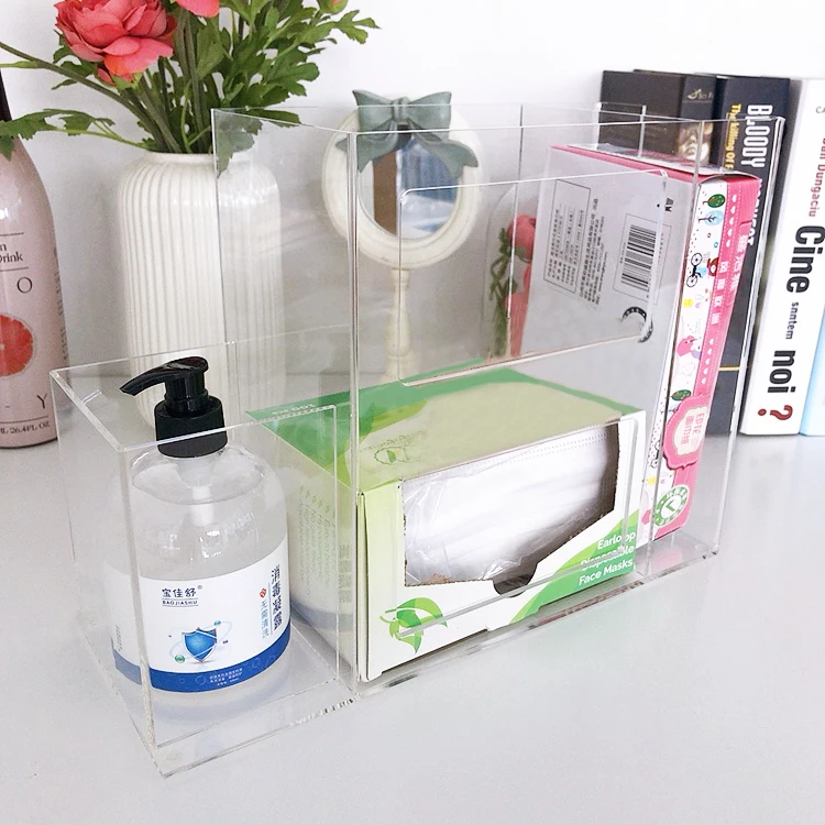 In Stock Acrylic Hand Sanitizers Holder Face Mask Storage Box Mask ...